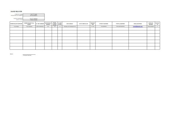 Free Share Register for Beneficial Ownership Returns